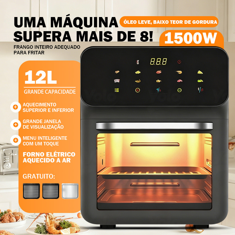 2025 Novo Forno De Ar , Grande Capacidade 12L , Controle Visual , Sem ...