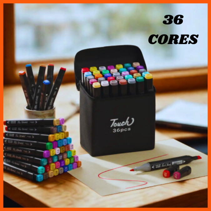 Kit 36 Marcadores Coloridos Touch Canetinhas Ponta Dupla Canetas para ...