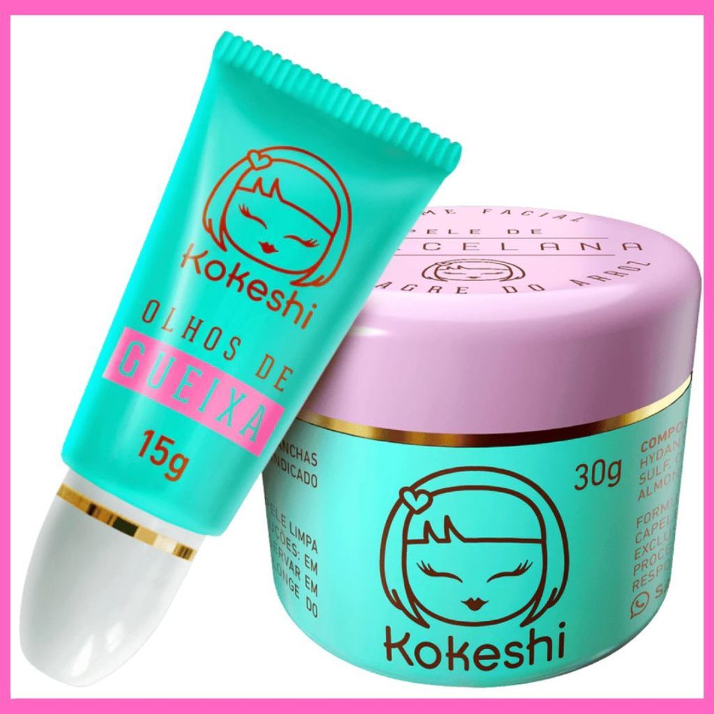 Kit Dupla Renovadores Faciais Kokeshi Pele Porcelana 30G + Olhos Gueixa ...