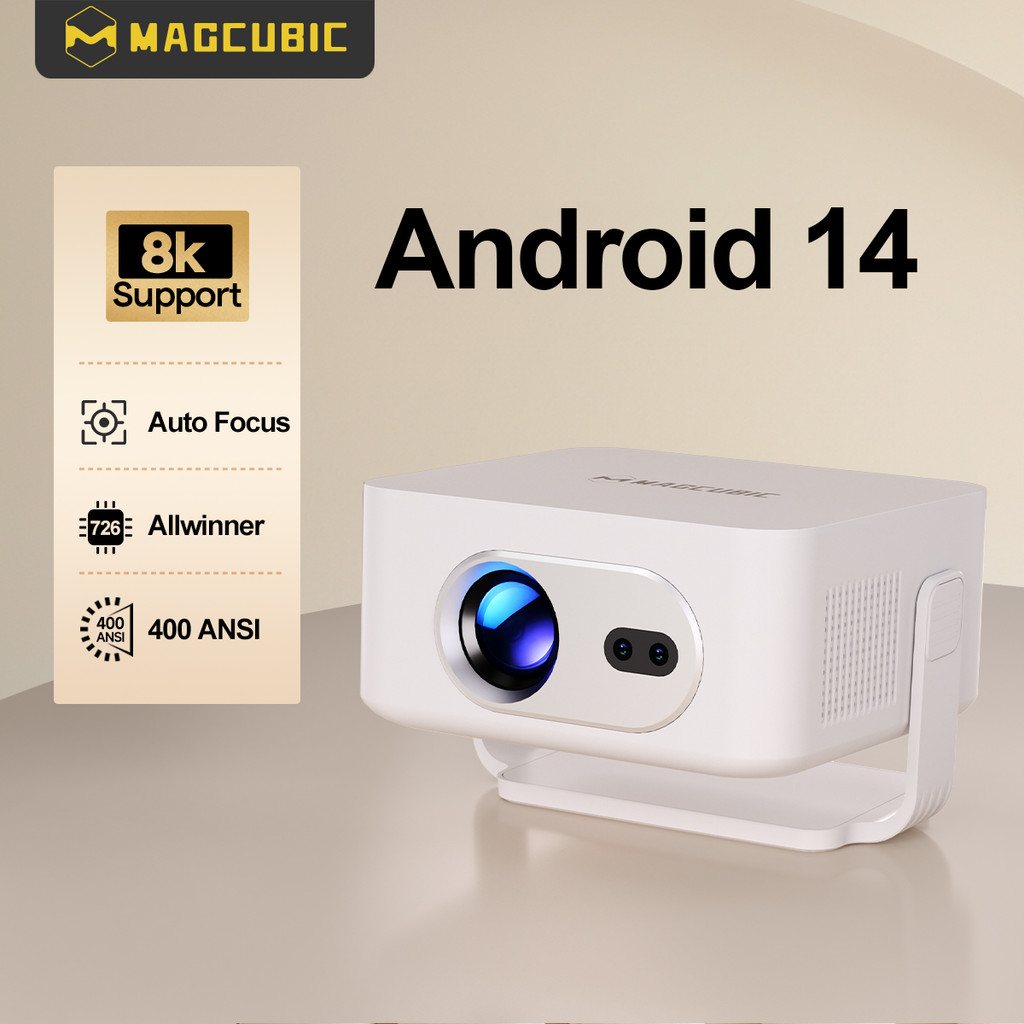 Projetor HY300max MAGCUBIC 400 ANSI 8K Android 14 Foco Automático BT5.4 ...