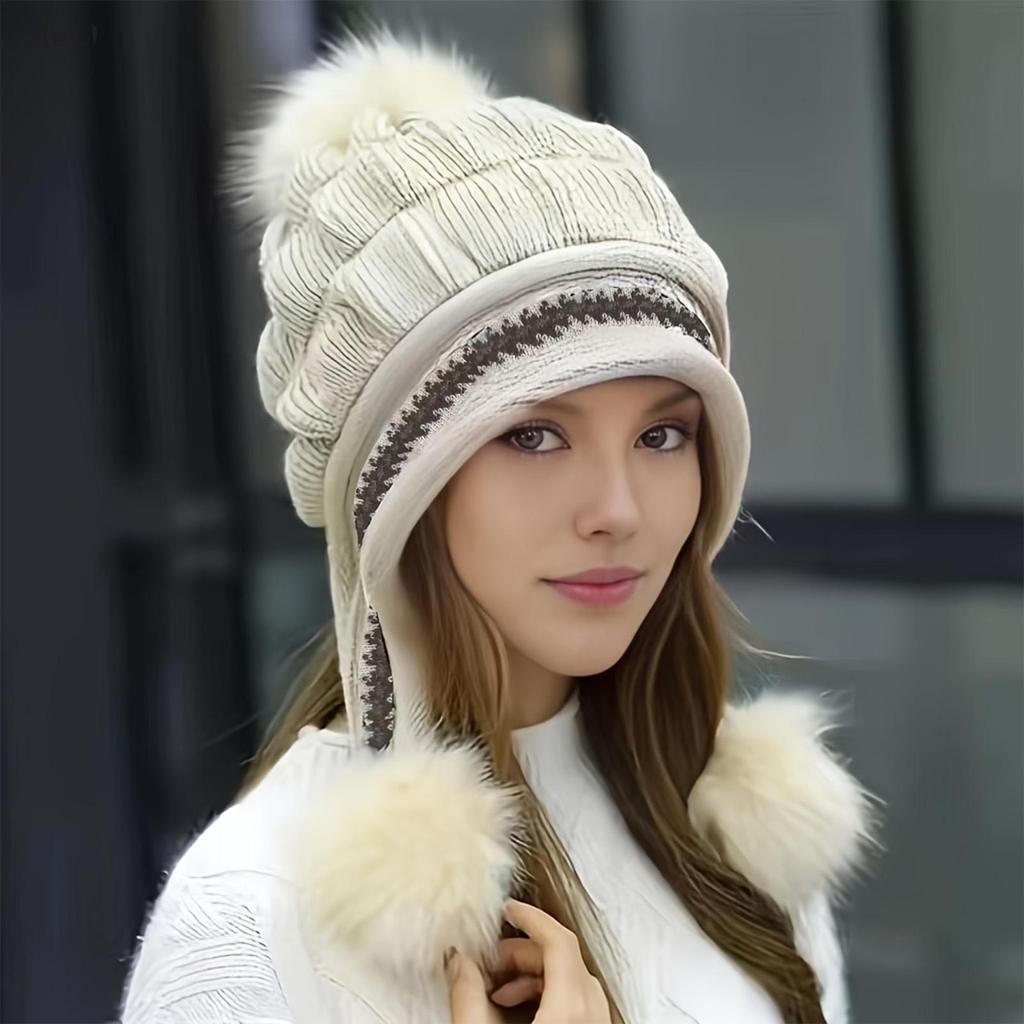 Gorro Quente Feminino , Macio , Desleixado , Com Punho , Adequado Para ...