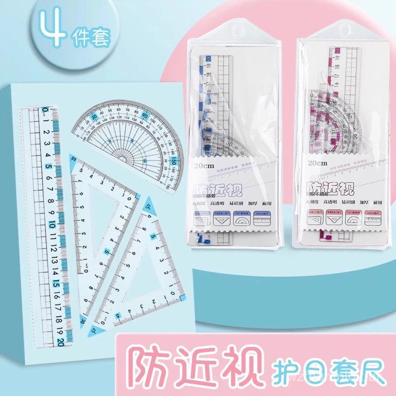 Conjunto de Régua de Onda Protractor Régua Reta Régua Triangular Escola ...
