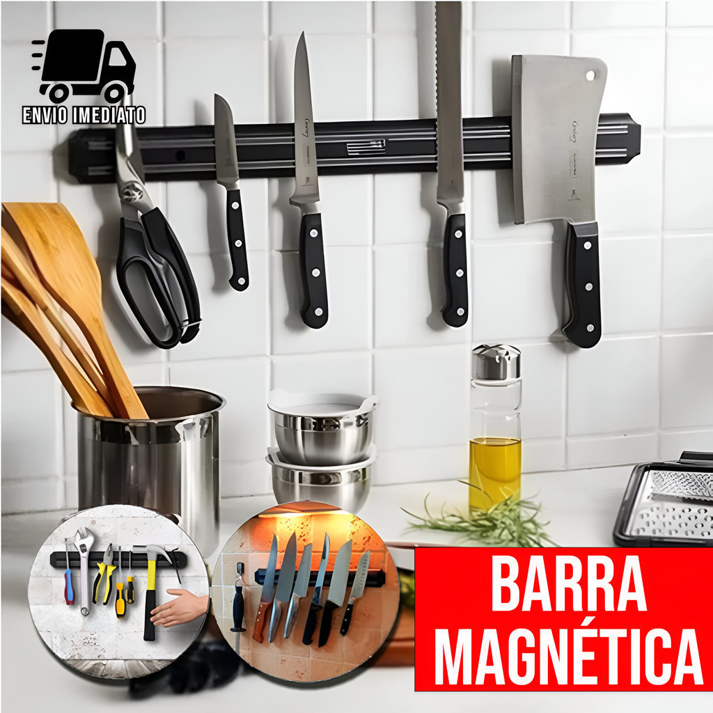 Barra Magnética para Facas de Cozinha Imã Economia de Espaço e Estilo ...