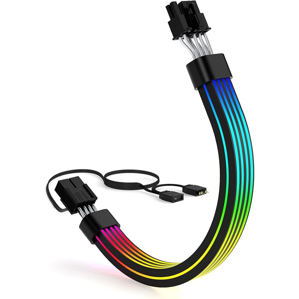 Cabo PCIE RGB de 8 Pinos Sirlyr, Cabos de GPU ARGB Brilhantes para ...