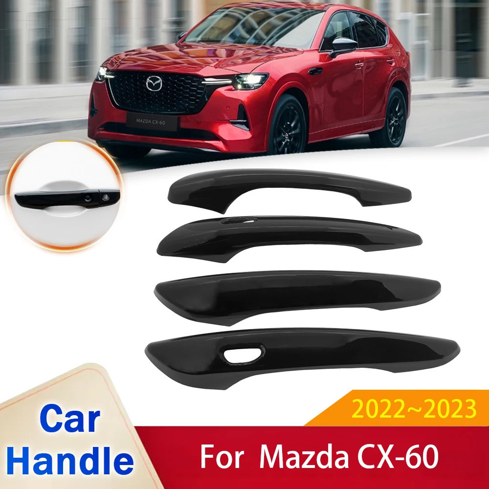 Gloss Black Carbon Fiber Chrome Door Handle Cover Sticker for Mazda ...