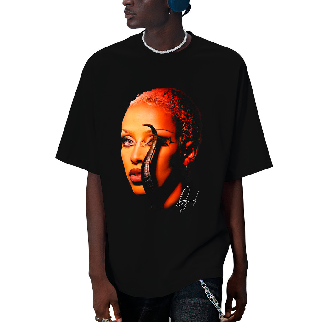 Camiseta Algodão Doja Cat Rosto Star | Shopee Brasil