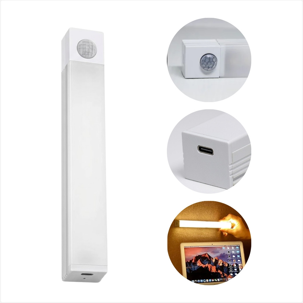 Luz Noturna LED Sensor Movimento Sem Fio Recarregavel USB Para Guarda ...