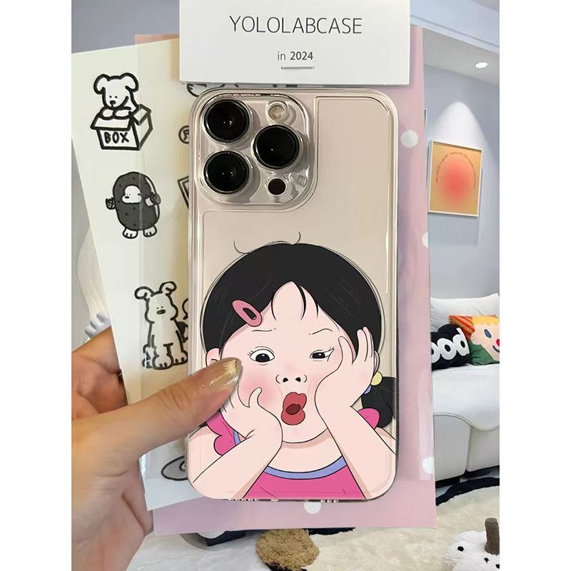Capinha Capa Material transparente TPU Padrão de menina engraçada ...