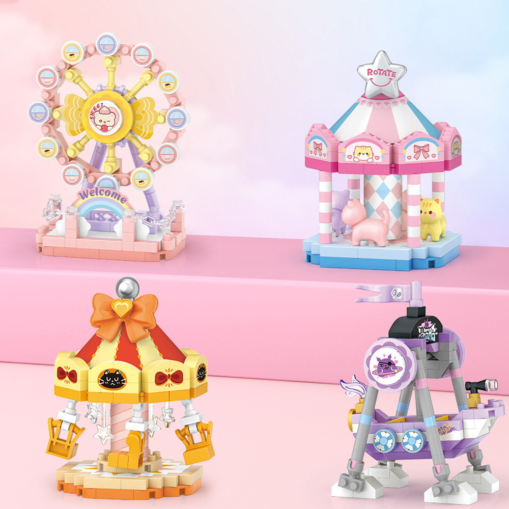 Conjunto De Blocos De Construção De Parque De Diversões , Navio Pirata ...