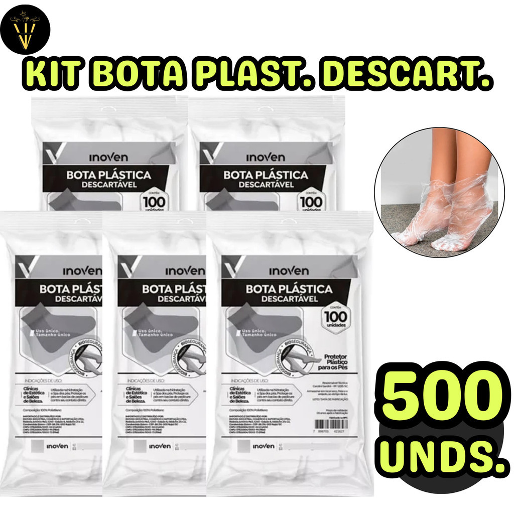 Kit 500 Unidades Botas Plástica Descartável Inoven | Shopee Brasil