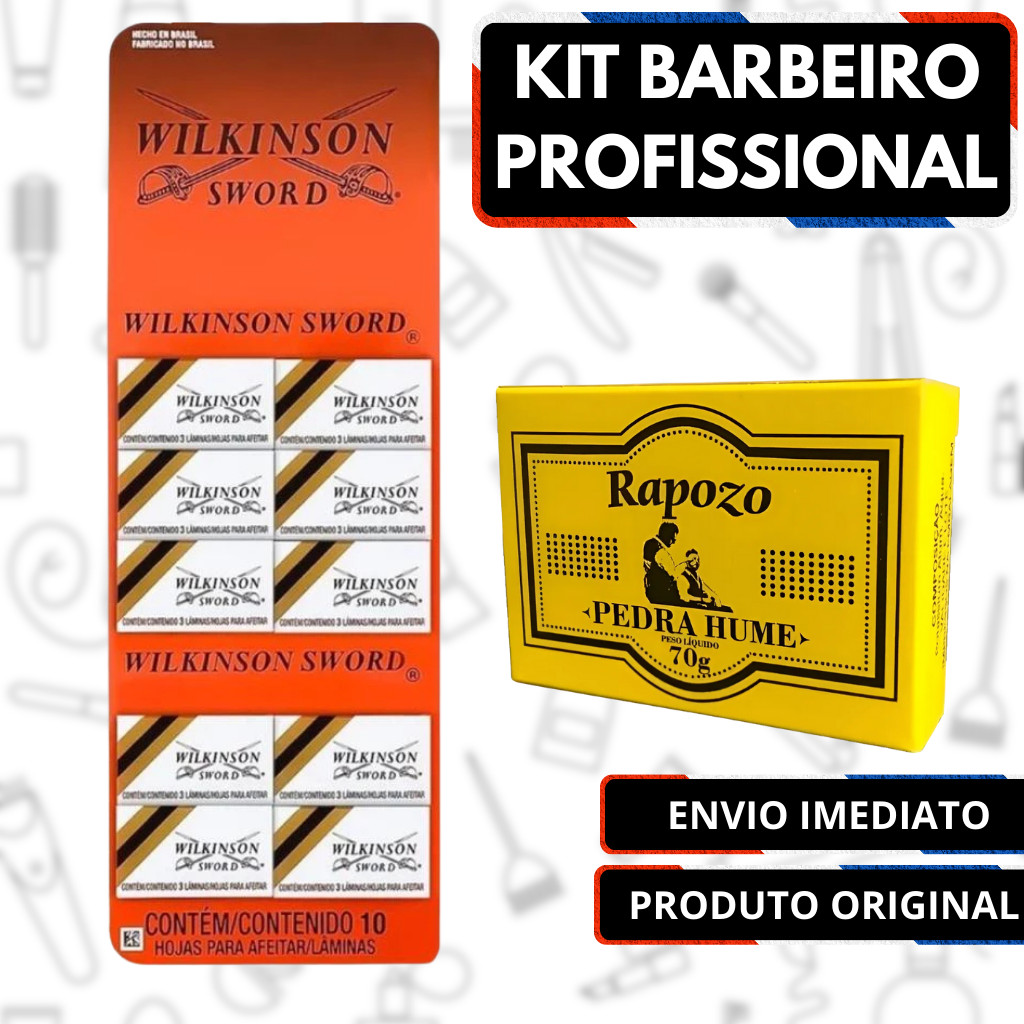 KIT Barbeiro Profissional Cartela de Gilette Lamina Wilkson c/ 30 ...