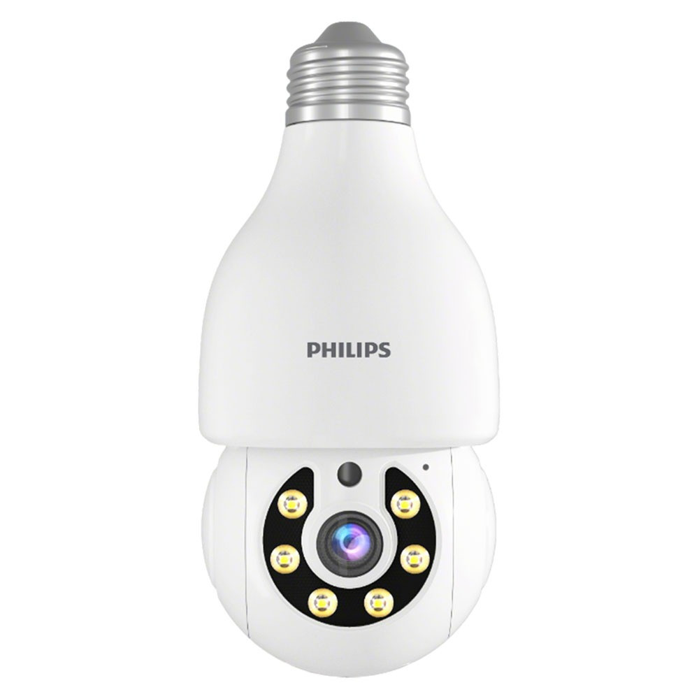 Câmera de Segurança Philips Sem Fio Wifi 5G Lâmpada PTZ 360° À Prova d ...