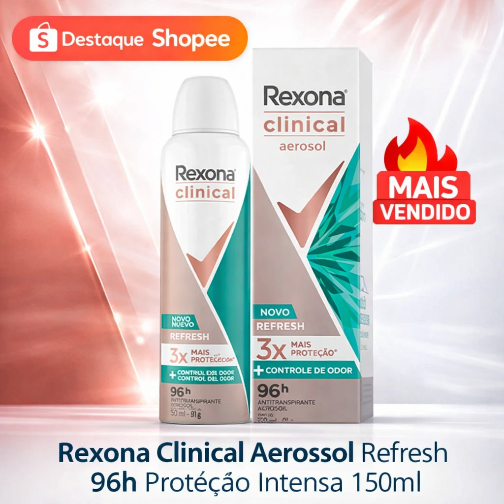 Desodorante Rexona Clinical Aerossol Refresh 96h Proteção Intensa 150ml ...