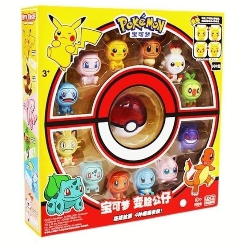 6pcs Pokemon Face Change Animated Action Figura Kawaii Doll Dragon Ball ...