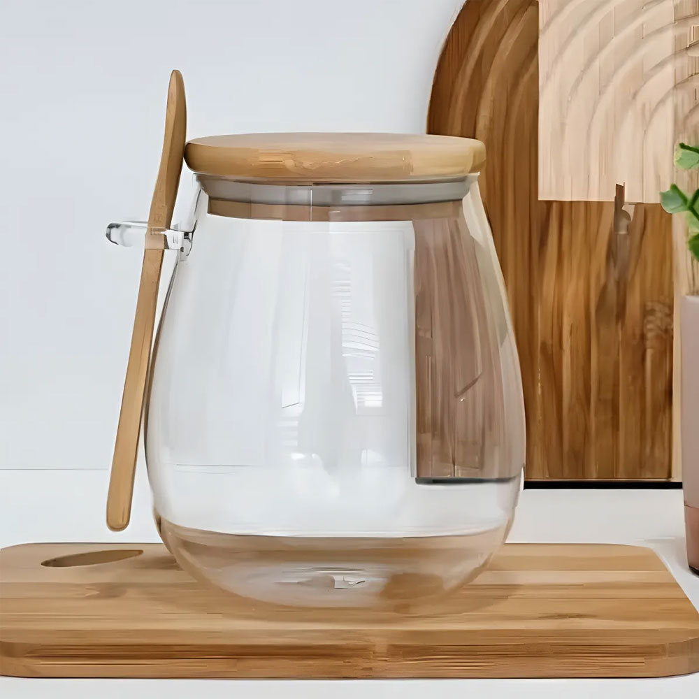 Pote de Vidro Hermético 800ml com Tampa e Colher de Bambu Domni ...