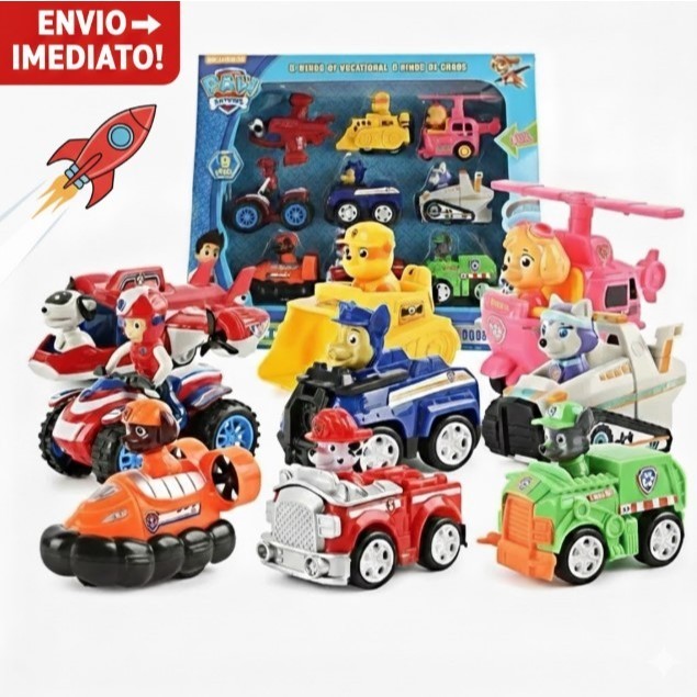 Carrinhos Patrulha Canina Kit Com 9 Carros De Fricção Brinquedo ...