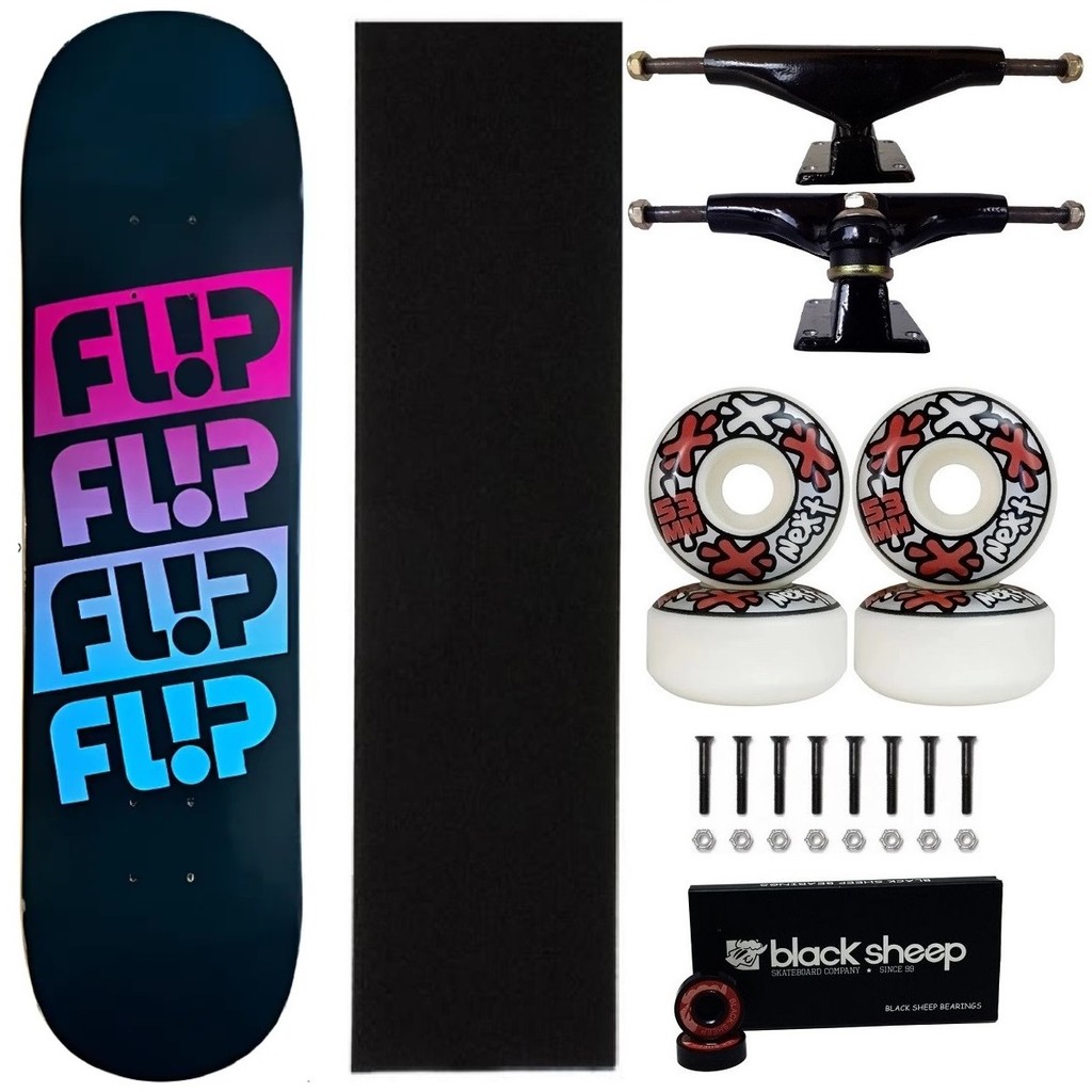 Skate Flip 8.0 Profissional Montado Next 53mm Abec 15 Black | Shopee Brasil
