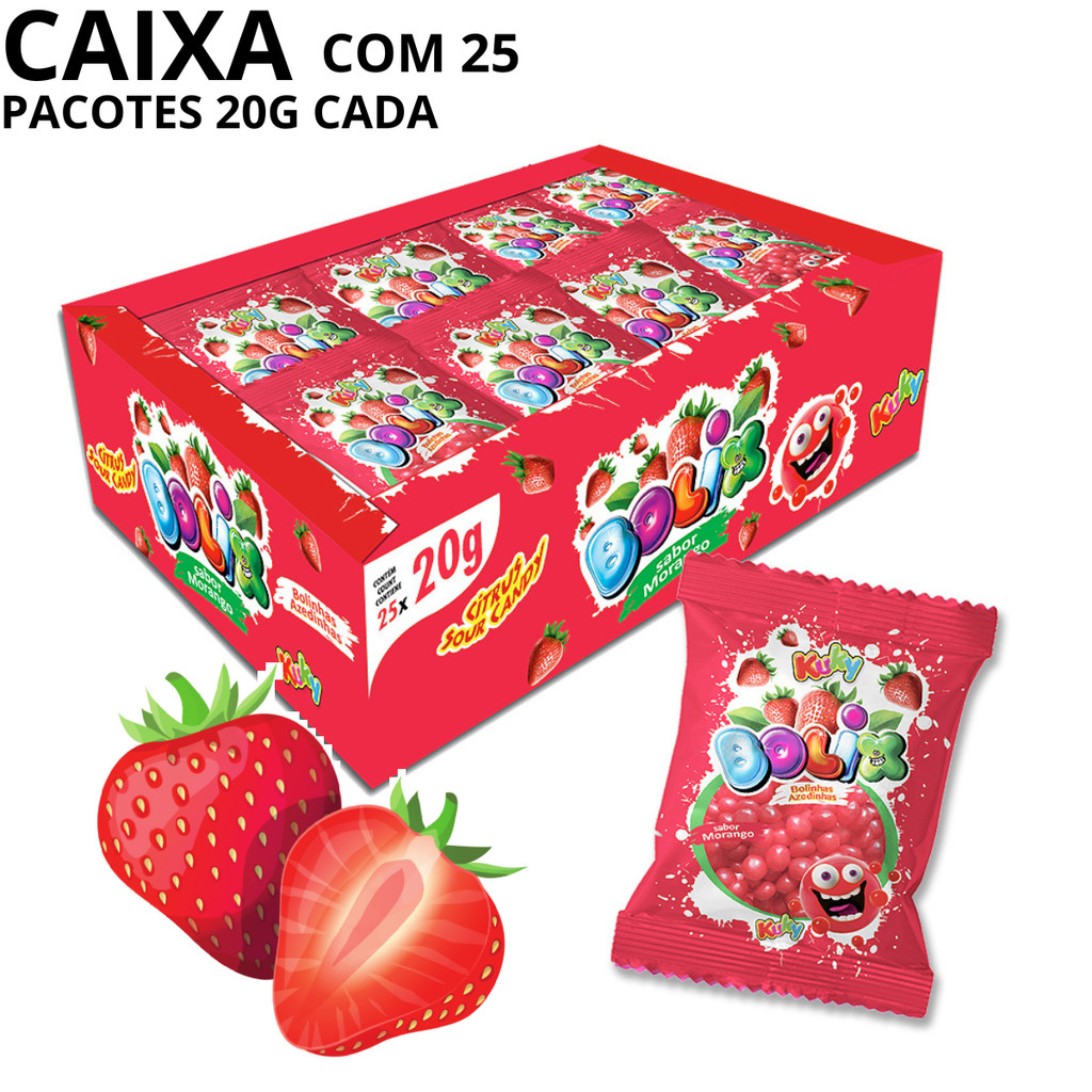 Bolix Sabor Morango Azedinha Caixa Display Com 25 Unidades | Shopee Brasil