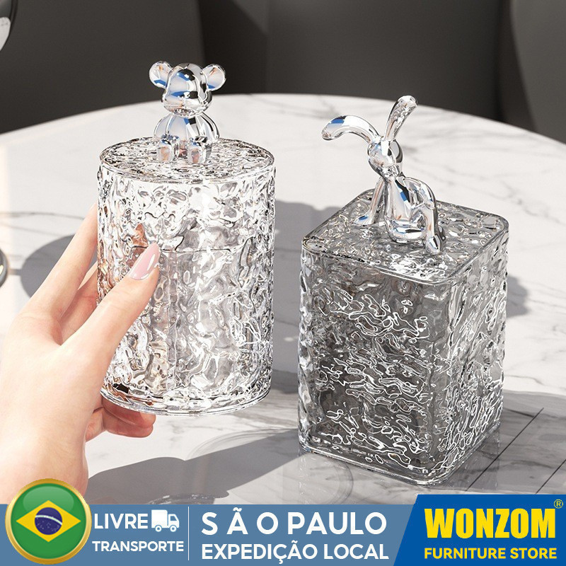 Caixa para cotonetes em acrílico cristal, caixa para palitos de dente ...