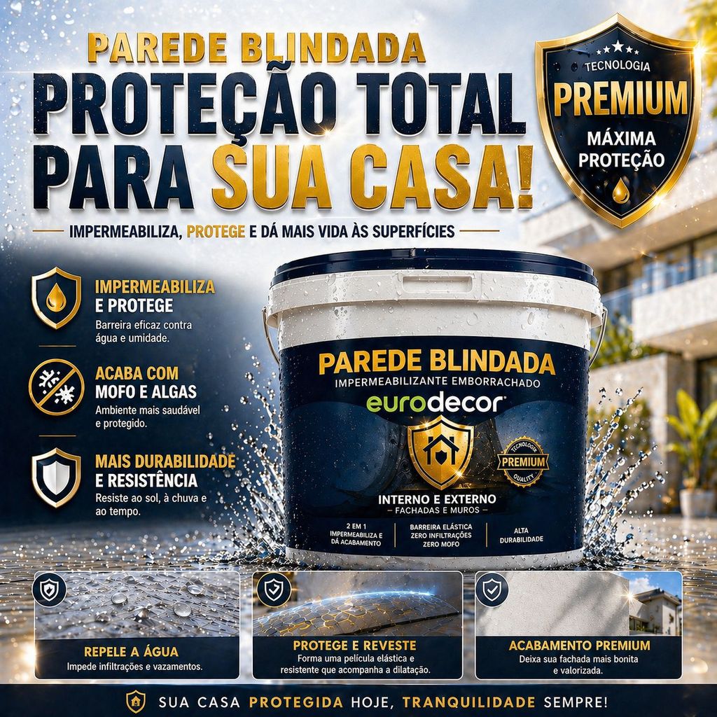 Tinta Emborrachada 12KG ou 3,6KG Parede Blindada Zero Infiltrações Zero ...