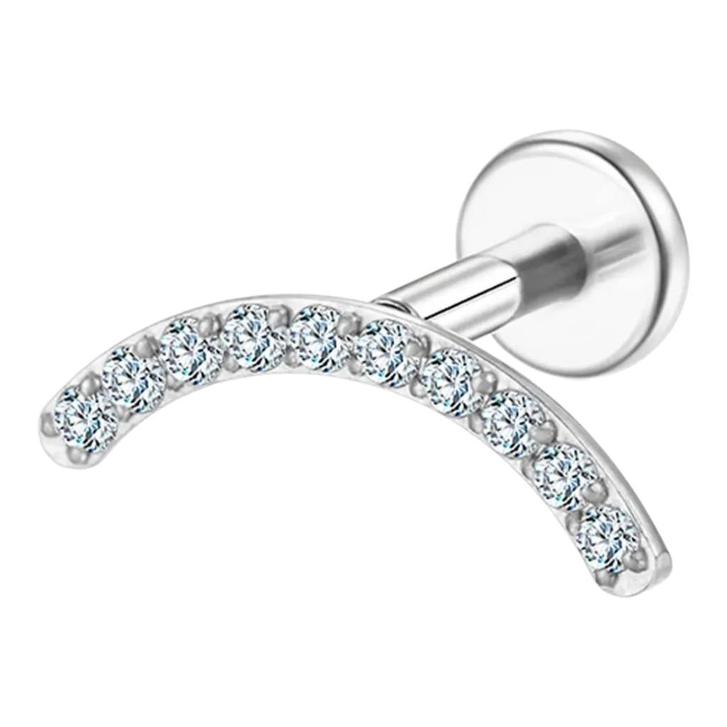 Piercing labret Helix de Titânio Prata G23 PVD Premium com Cluster de ...