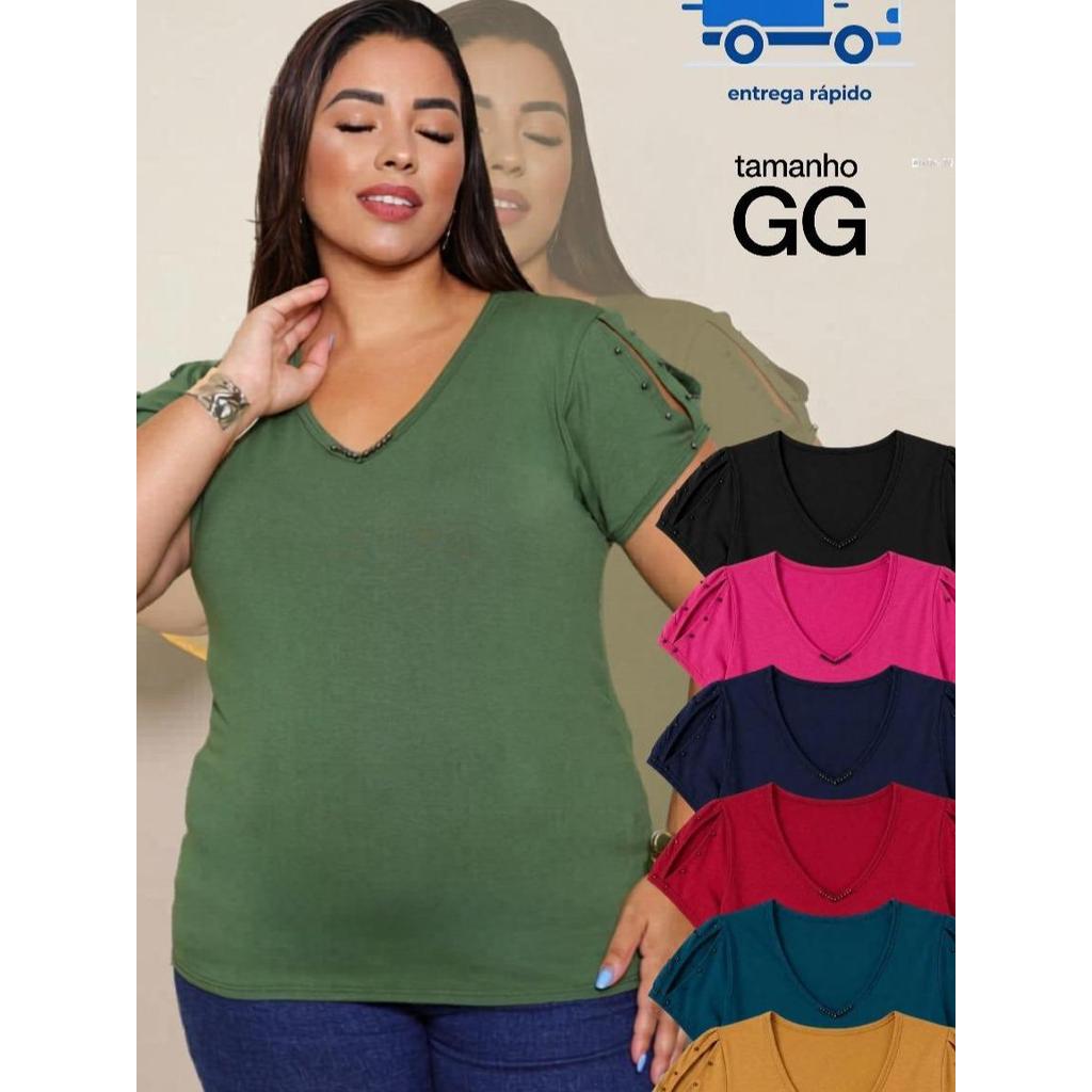 Blusa Femenina Elegante Manga Curta Plus Size Estilo Pelora No Hombro e ...