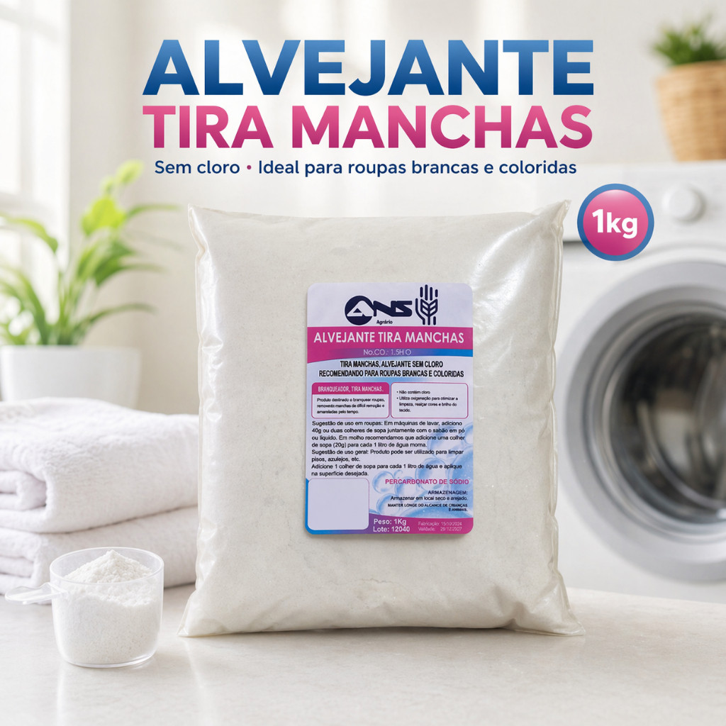 Alvejante Tira Manchas Sem Cloro 1kg Roupas Brancas e Coloridas ...