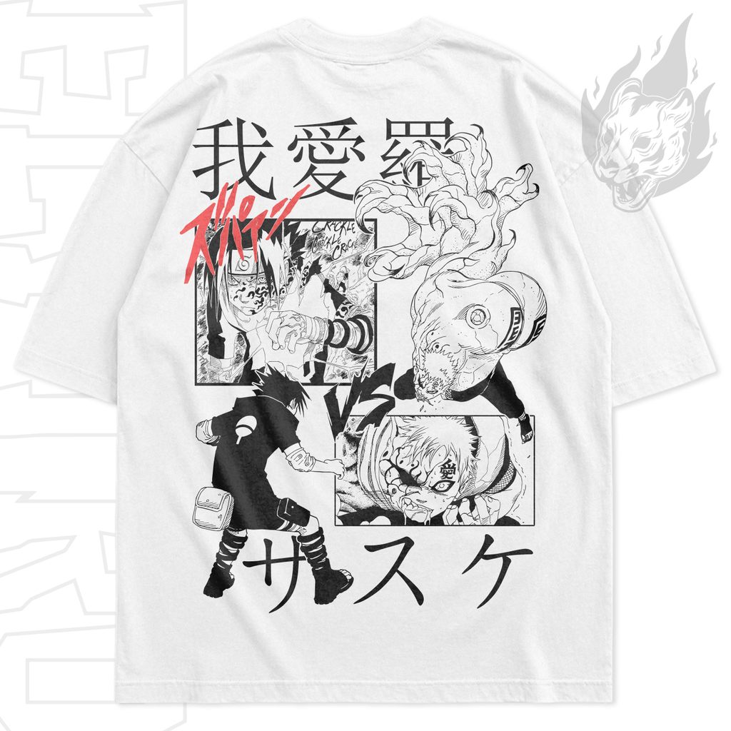 Camiseta Oversized Gaara Vs Sasuke naruto Streetwear Harajuku Aesthetic ...