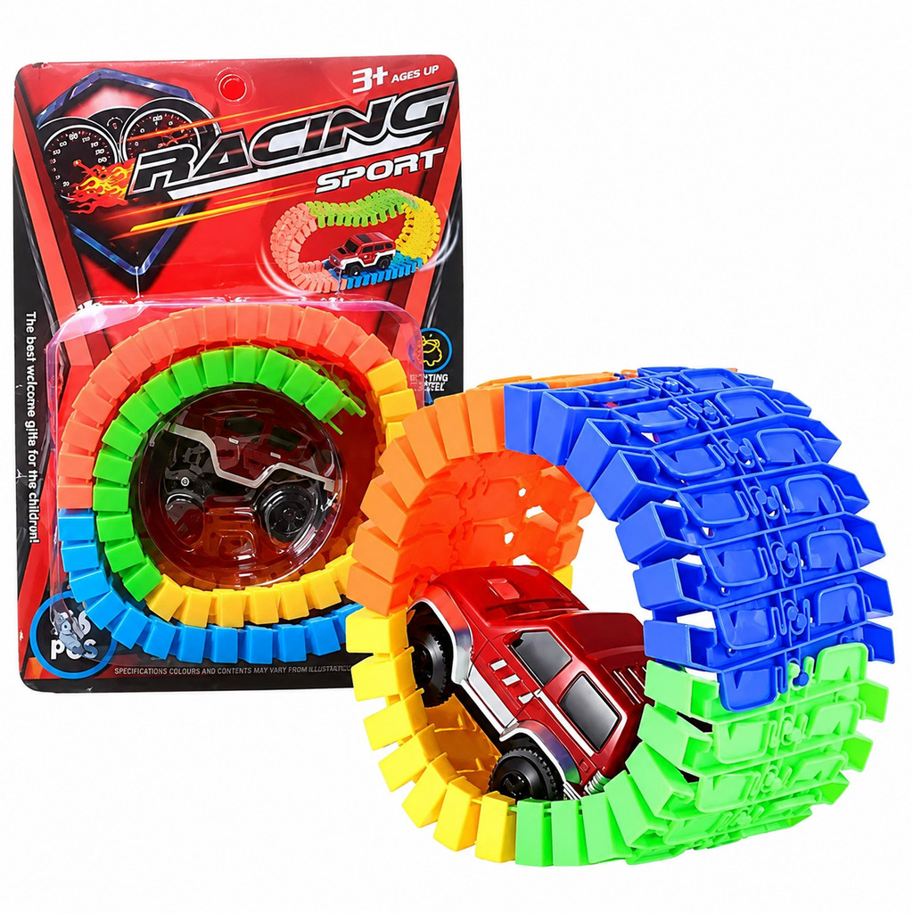 Carrinho Carro Pista Com 56 PCS Colorida Maluca Flexível Relâmpago ...