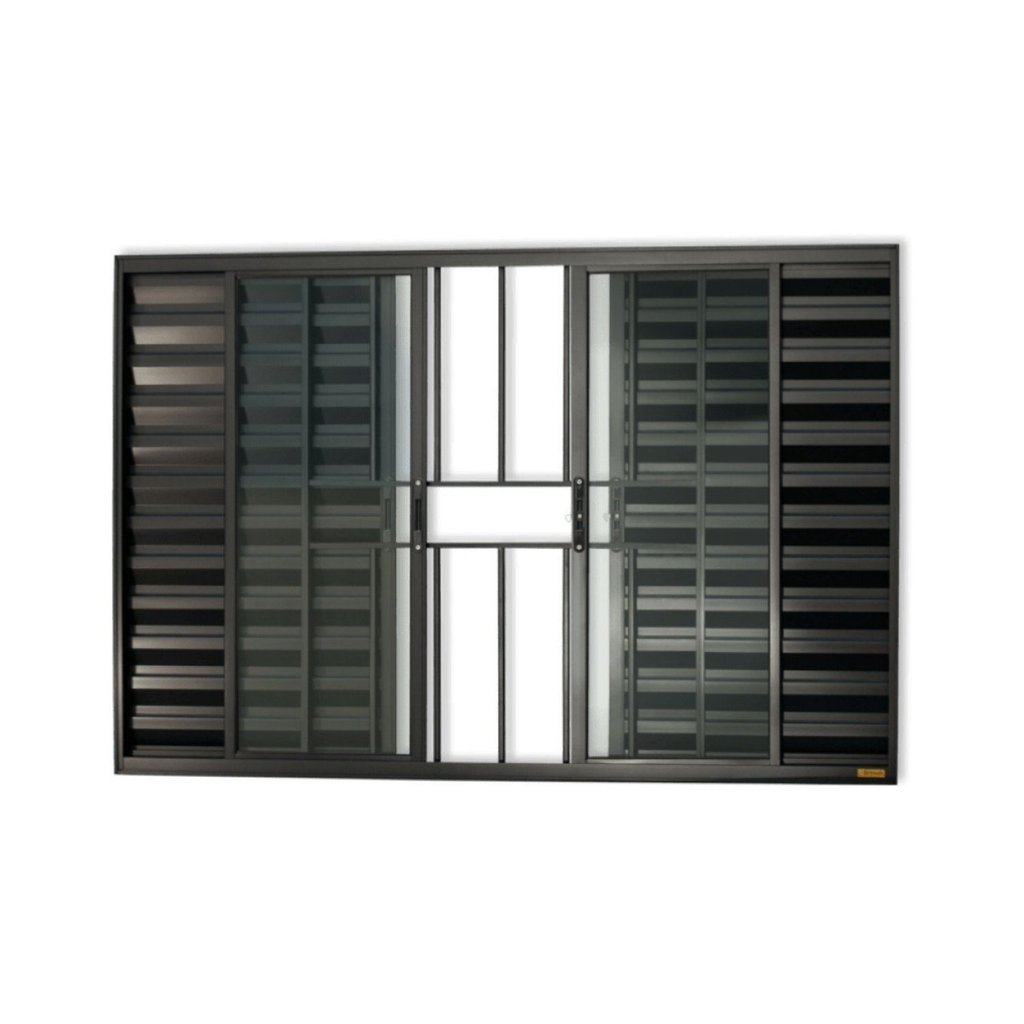 Veneziana Confort 6 Folhas com Grade Vidro Liso 120cm X 150cm Brimak ...