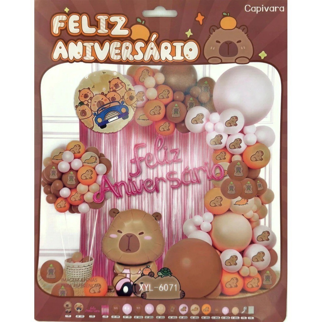Festa Capivara Kit Completo Balões 70/83 Itens Decoração Infantil Tema ...