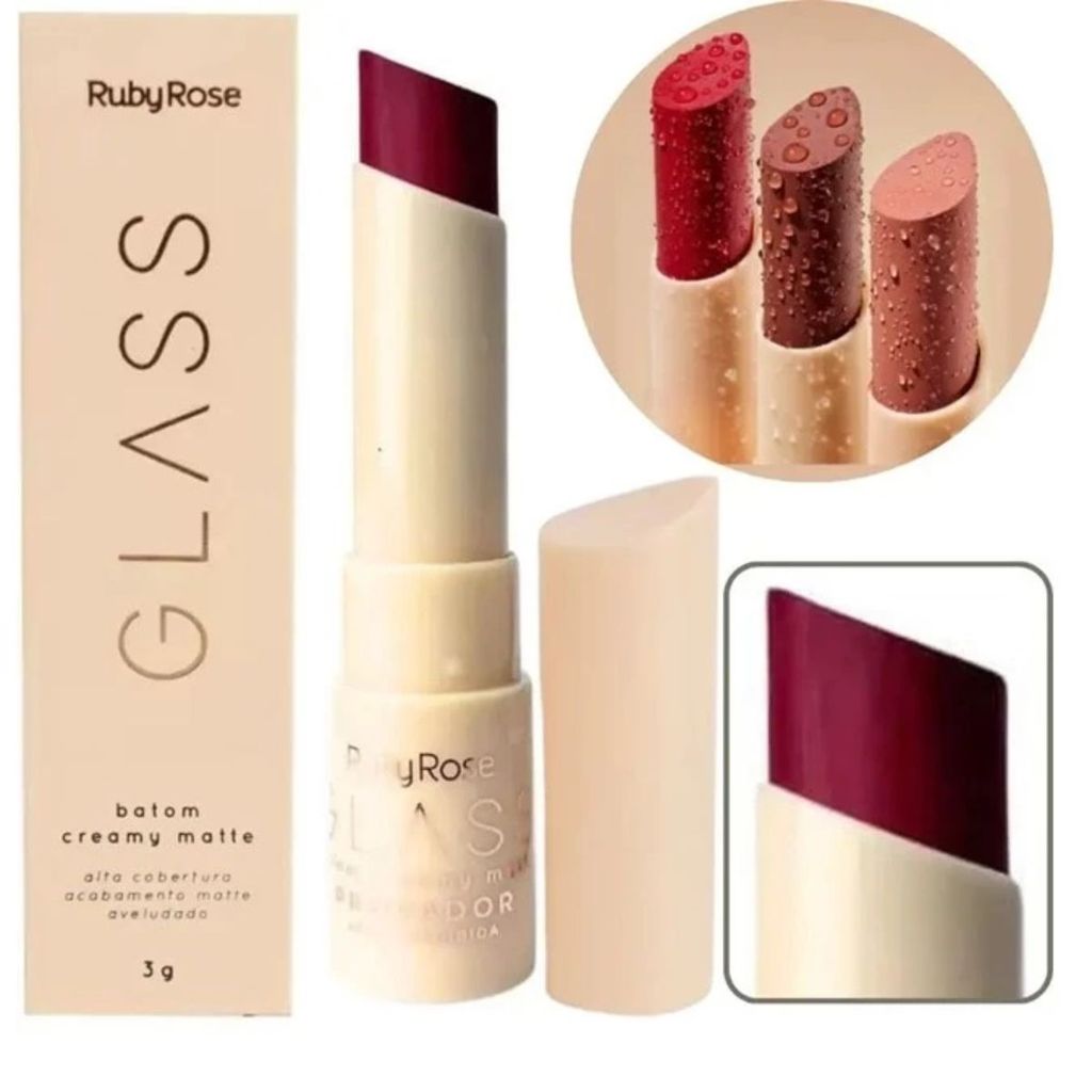 Batom Creamy Matte Glass Ruby Rose - Acabamento Aveludado 8 Cores ...