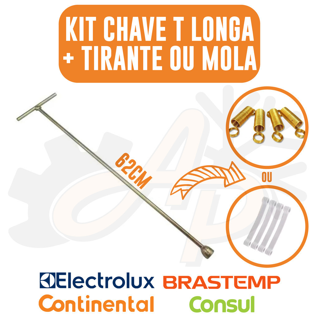 KIT Chave T 10mm Longa Universal 62cm para Agitador + Jogo 4 Molas ...