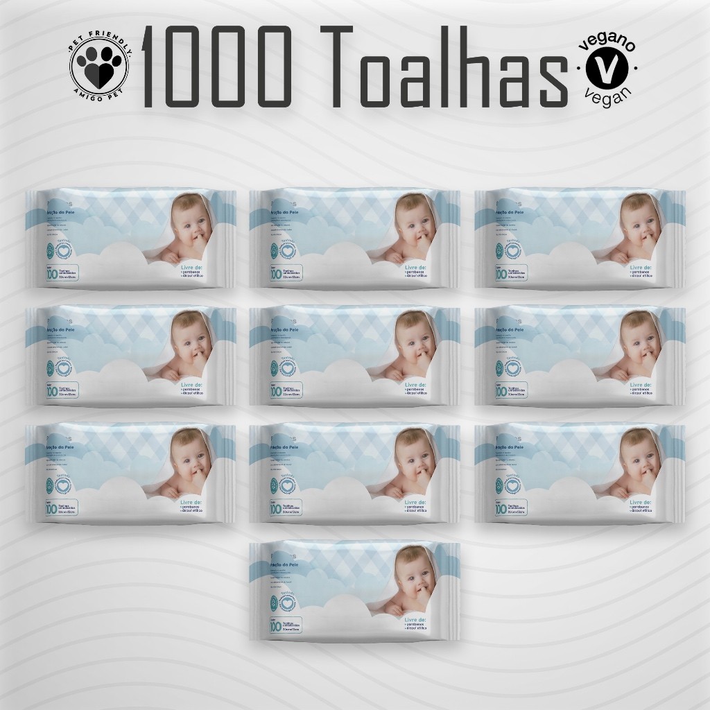 Kit 10 Pacotes Toalhas Umedecidas GIO BABY 100 Folhas 19x13 Cm - 98% ...