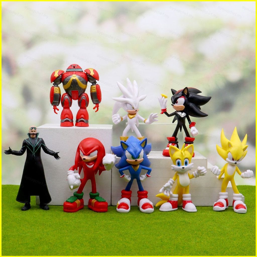 SY2 8pcs Sonic the Hedgehog Action Figure Tails Amy Rose Knuckles ...