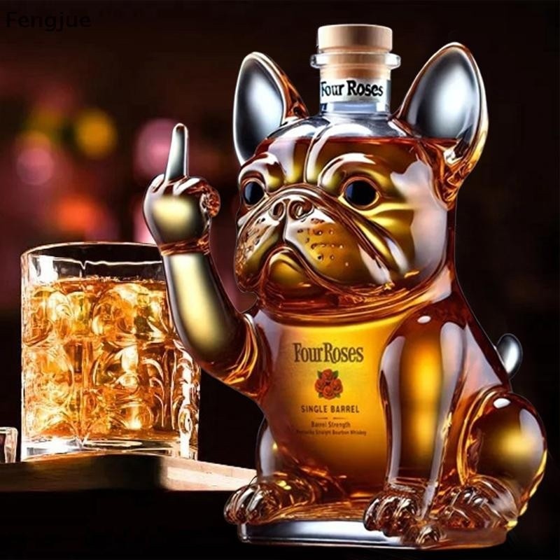 Fengjue Funny Bulldog Middle Finger Wine Bottle Whiskey Decanter for ...