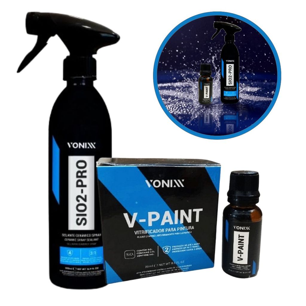 Kit Vitrificação de Pintura V-Paint + SIO2-PRO p/ Manuteção Vonixx ...