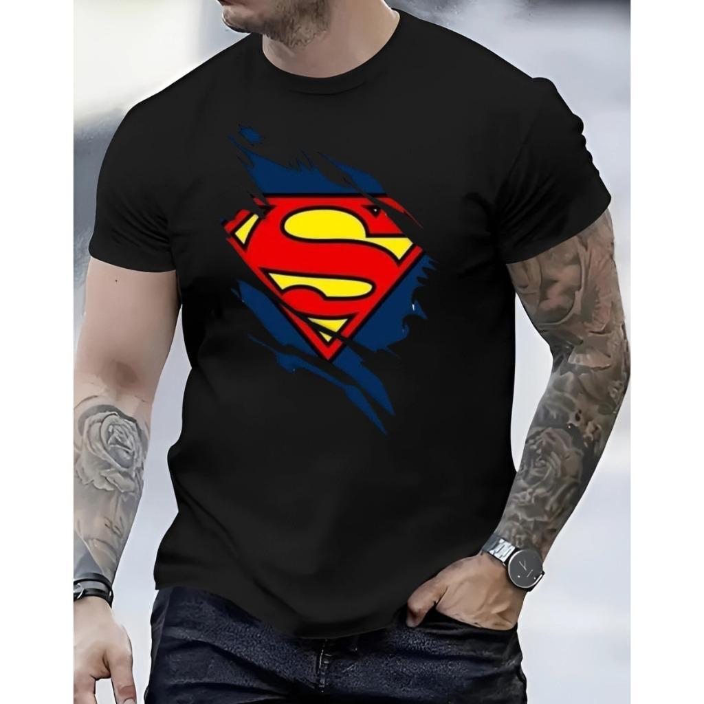 Camiseta Branca Masculina De Verão 2025 Com Design Gráfico De Logotipo Do Superman Rasgado ...