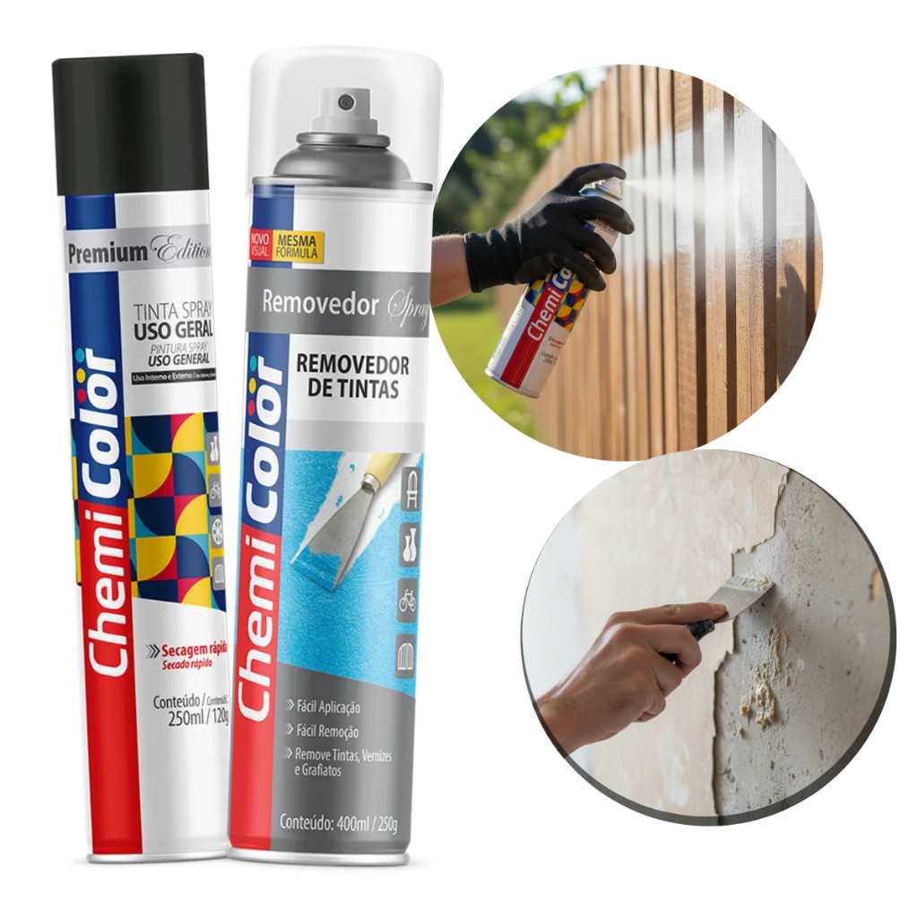 kit removedor de tinta 400ml + tinta uso geral 250ml chemicolor ...