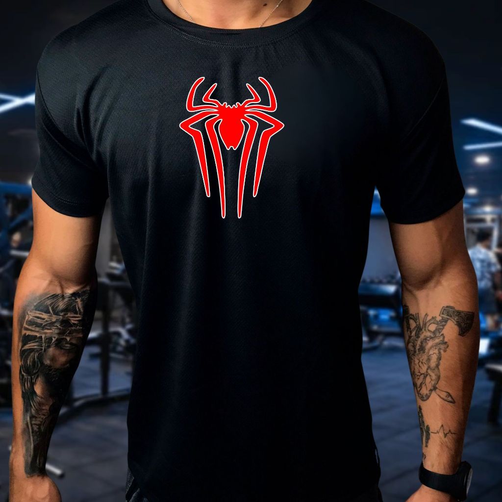 Camisa Dry Fit Masculina - Modelo ARANHA Academia, Corrida, CrossFit ...