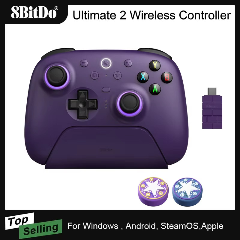 Controlador De Jogo Sem Fio 8BitDo Ultimate 2 Para Windows 10/11 2.4G Gamepad TMR Joystick Com ...