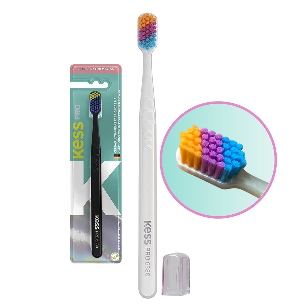 Escova de Dente Cerdas Extra Macia Kess Pro 6580 Colorful Coloridas ...