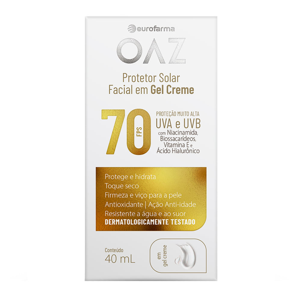 Protetor Solar Facial OAZ Eurofarma FPS 70 Gel Creme 40ml | Shopee Brasil