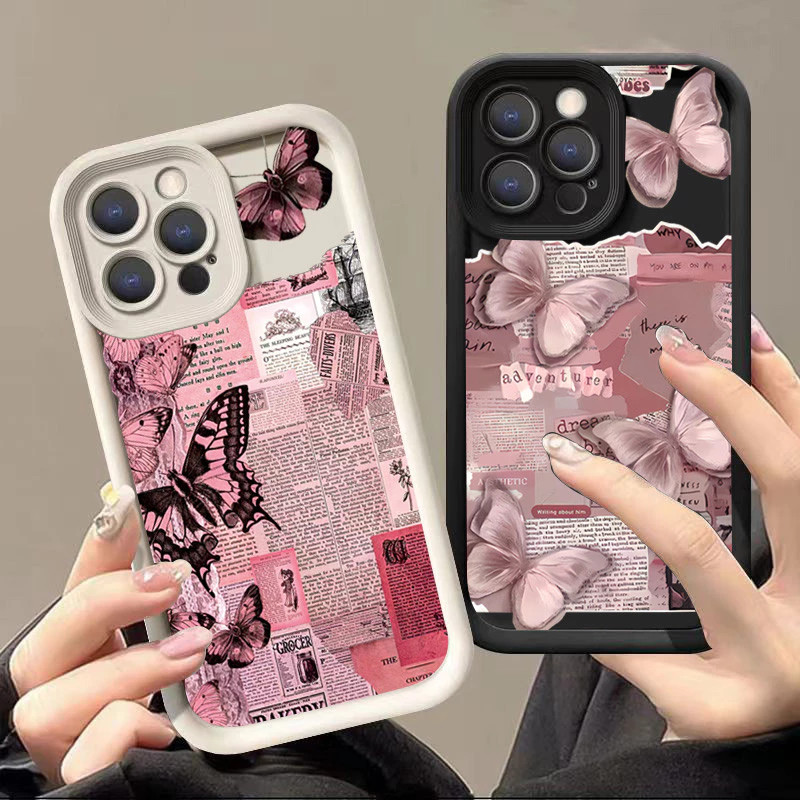 Capinha Capa de silicone Anti-impacto Borboleta de jornal para Redmi ...