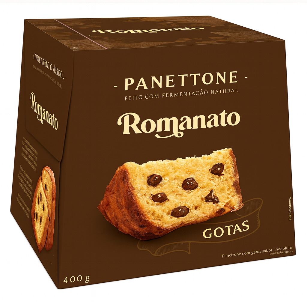 Panetone Romanato Tradicional Gotas Sabor Chocolate - 400g | Shopee Brasil