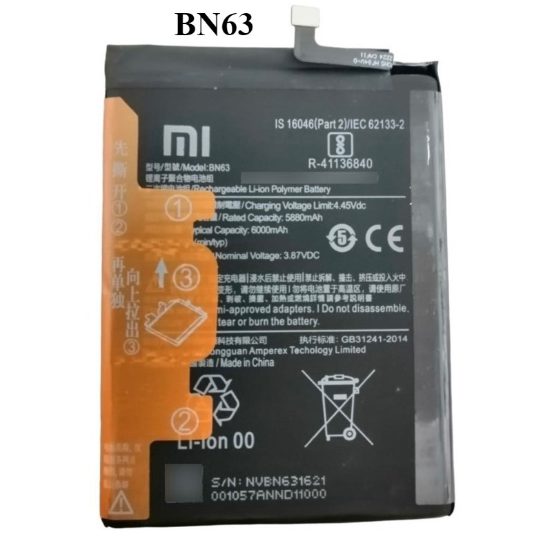 Bateria Xi-ao-mi Bn63 Redmi 10 / Redmi 10 Prime 6000mah Nova ENVIO ...