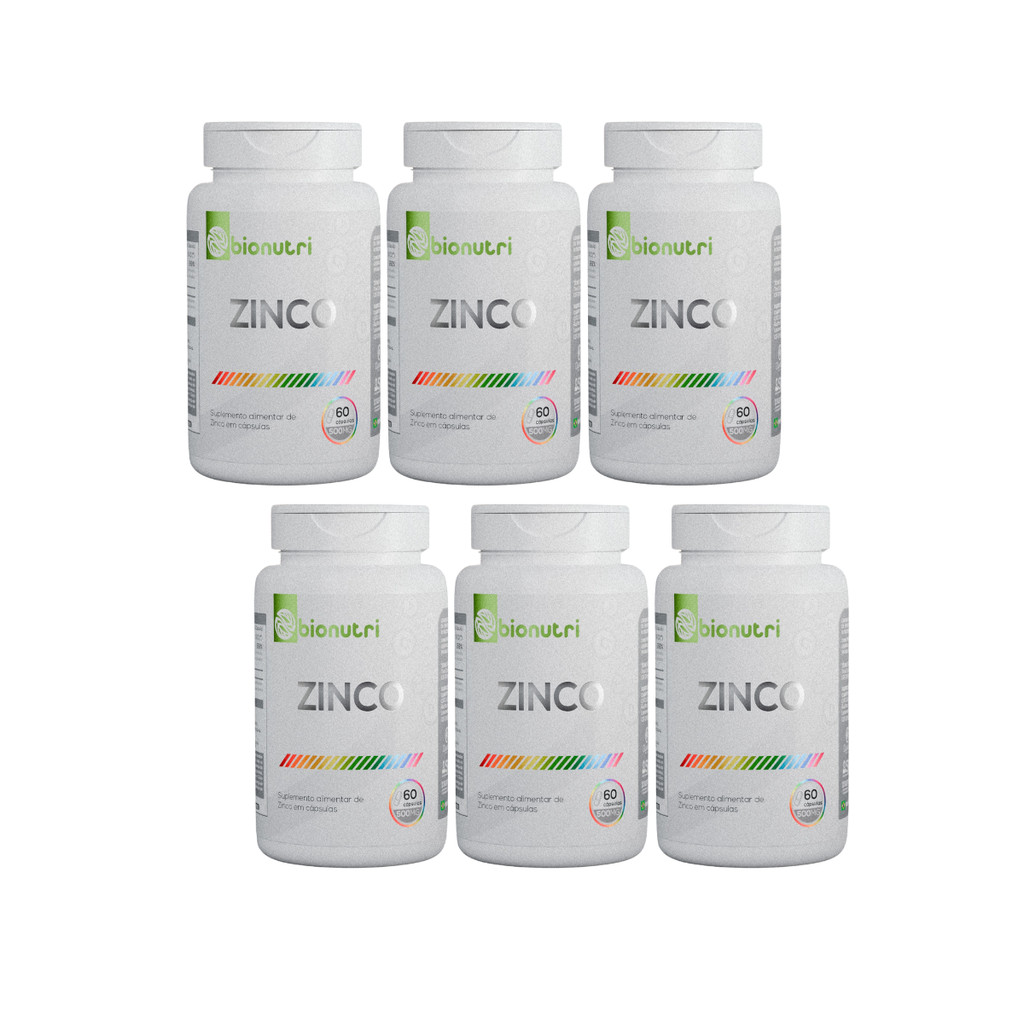 KIT 6 UN ZINCO BIONUTRI 60 CAPS 500MG | Shopee Brasil