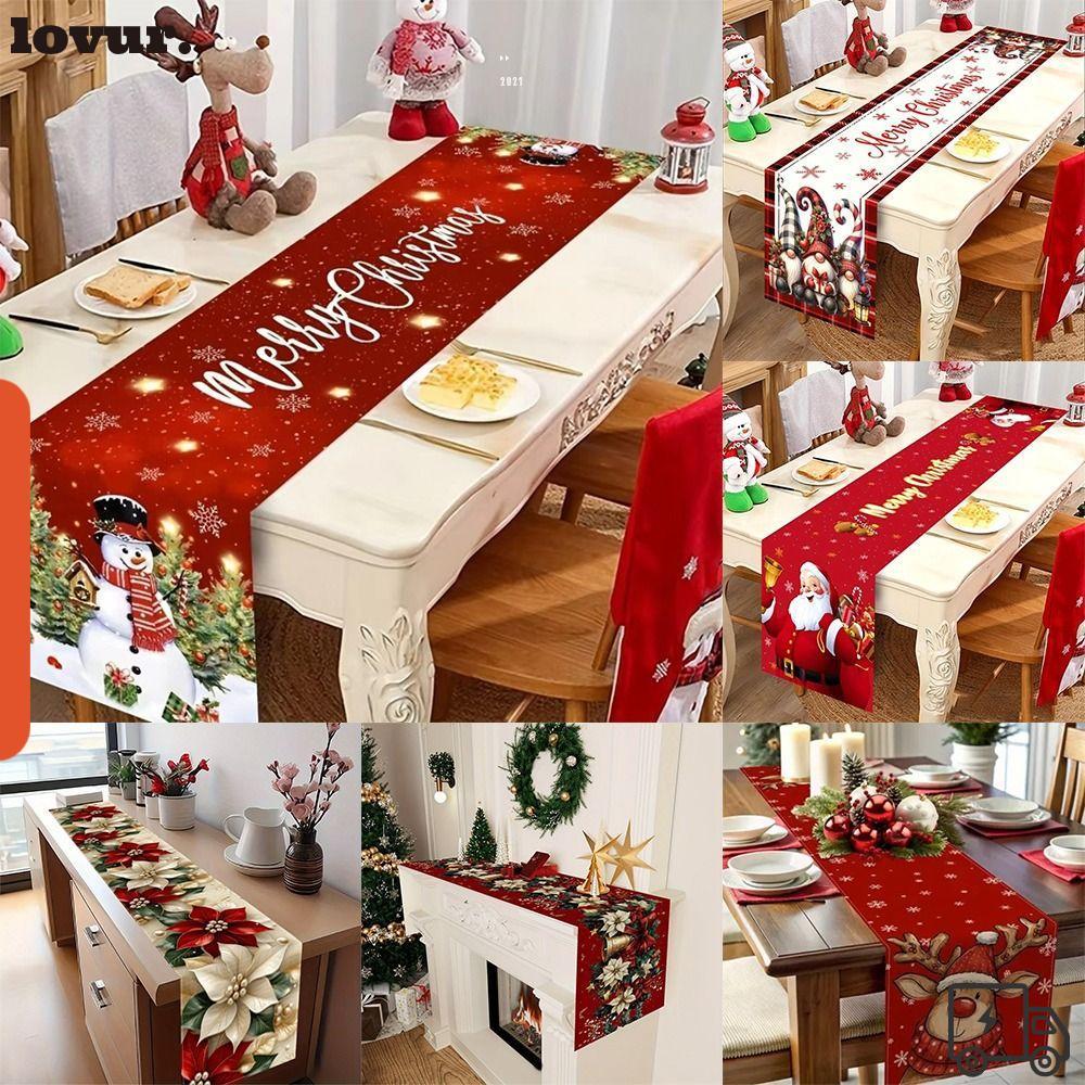 LOVUR Corredor De Mesa De Natal , Capa De Bandeira De Papai Noel De Ano ...