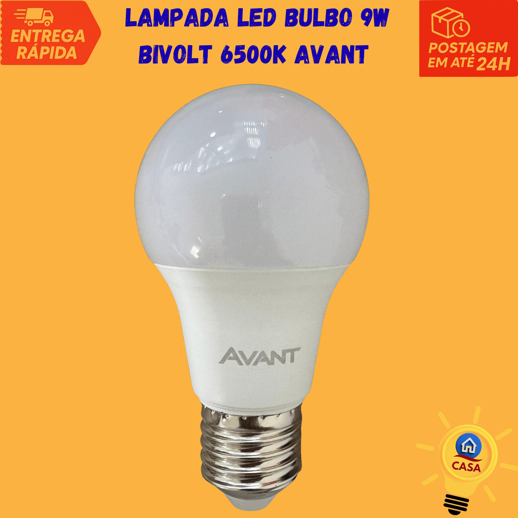 LÂMPADA LED BULBO 9W BIVOLT 6500K AVANT | Shopee Brasil