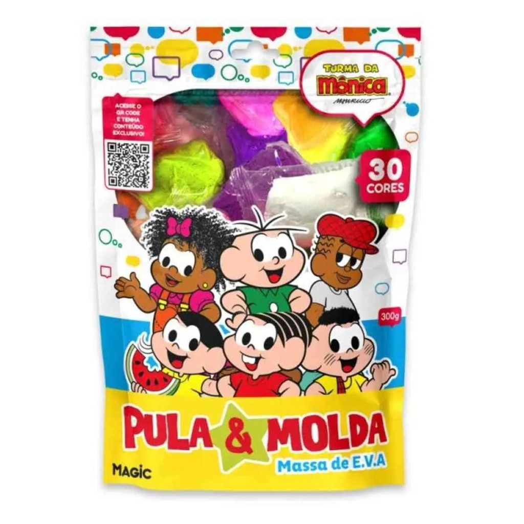 Massa Modelar EVA Pula Molda 300g 30 cores, Turma da Mônica | Shopee Brasil